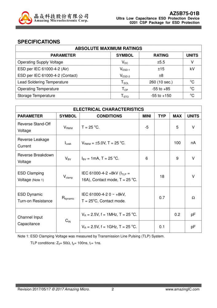 AZ5B75-01B datasheet page 2