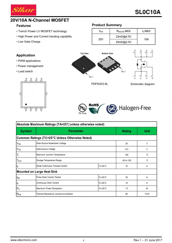 SL0C10A datasheet page 1