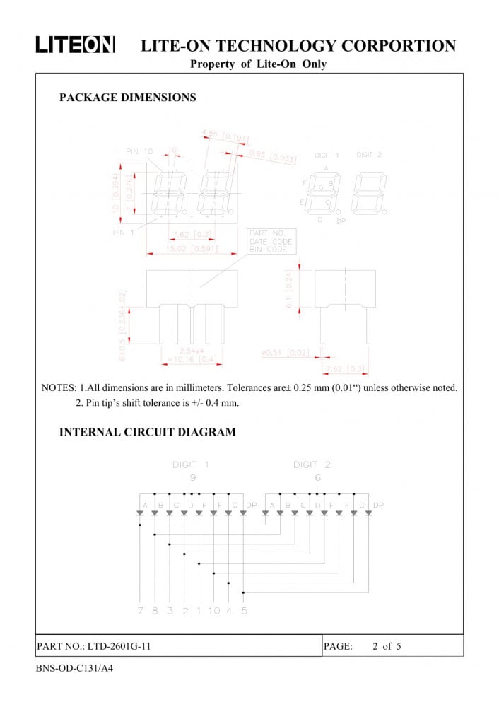 LTD-2601G-11 datasheet page 2