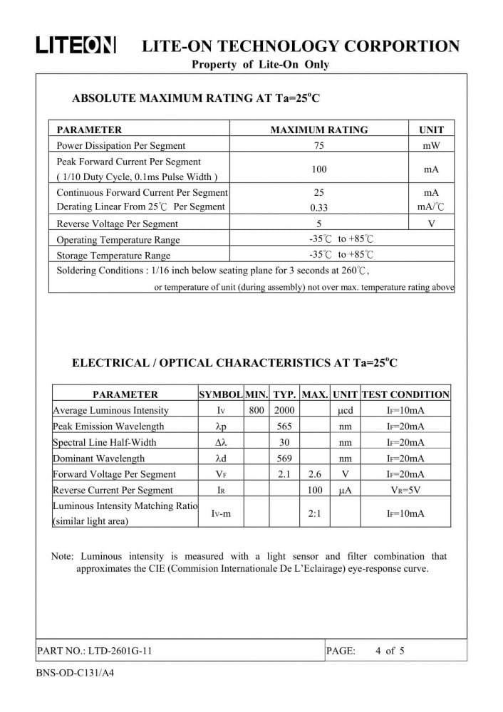 LTD-2601G-11 datasheet page 4