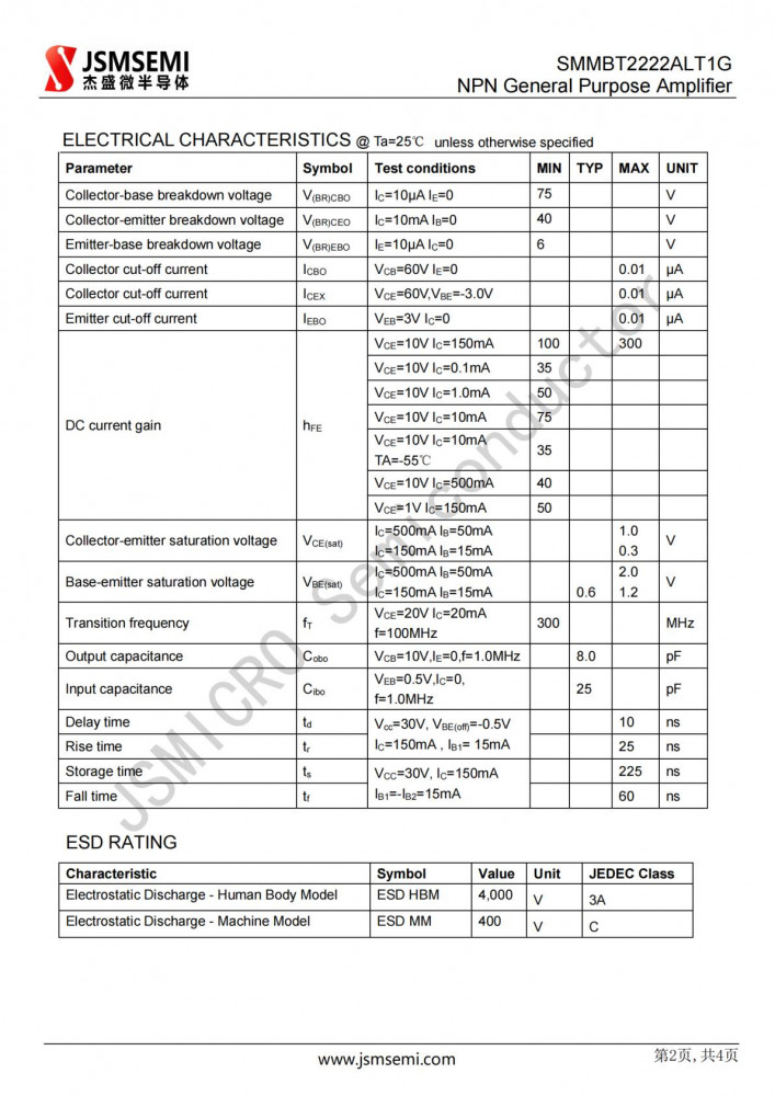 SMMBT2222ALT1G datasheet page 2