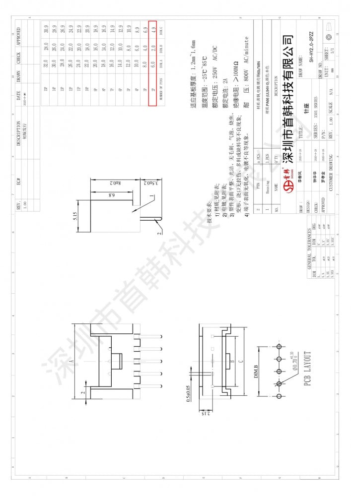 SH-HY2.0-2PZZ specification page 1
