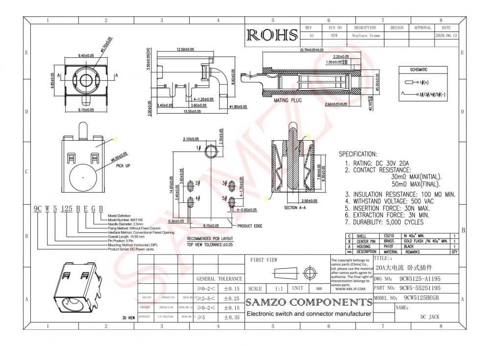 SAMZO 9CW5125BEGB technical drawing