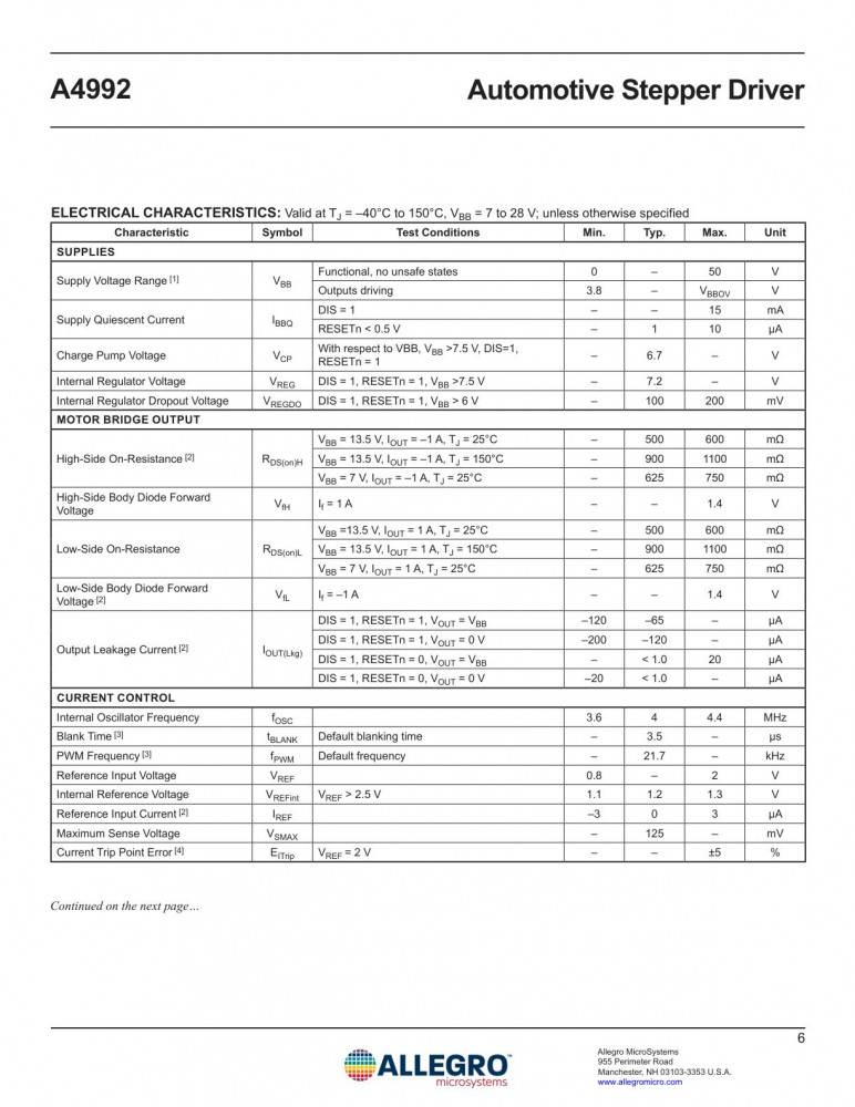 A4992 datasheet preview, page 6