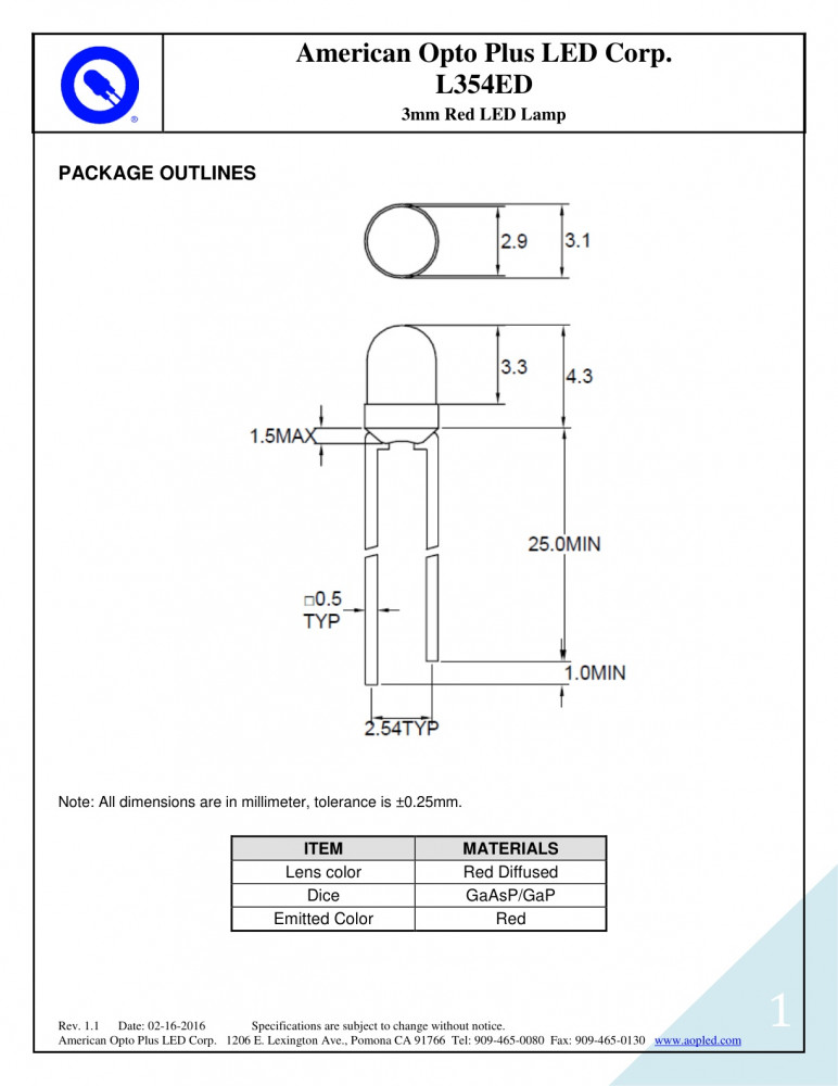 L354ED datasheet page 1
