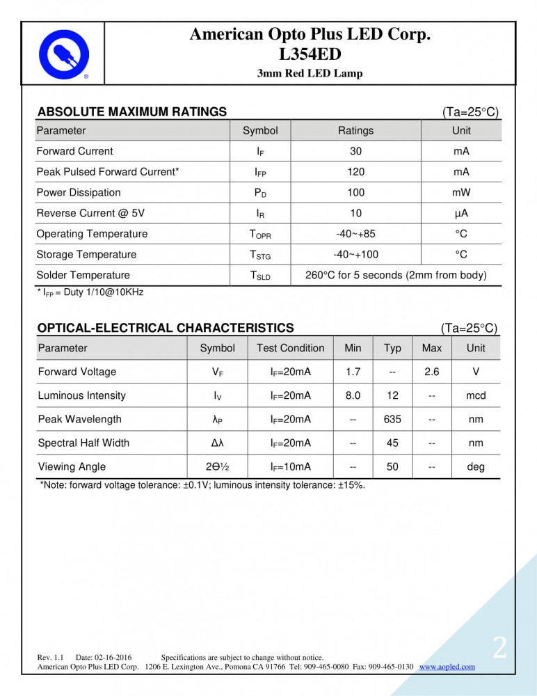 L354ED datasheet page 2