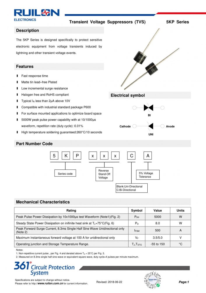 5KP48CA datasheet page 1