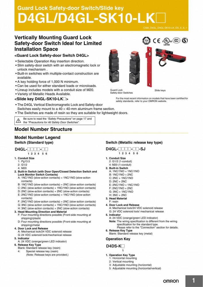OMRON D4GL documentation page 1