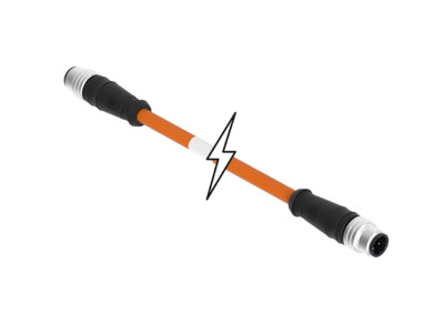 Micro-Change (M12) Double-Ended Cordset, 4 Poles, D-Coded, Male (Straight) to Male (Straight), 24 AWG, Orange TPE Cable, 45.0m (147.64' ) Length, 6.35mm (.250