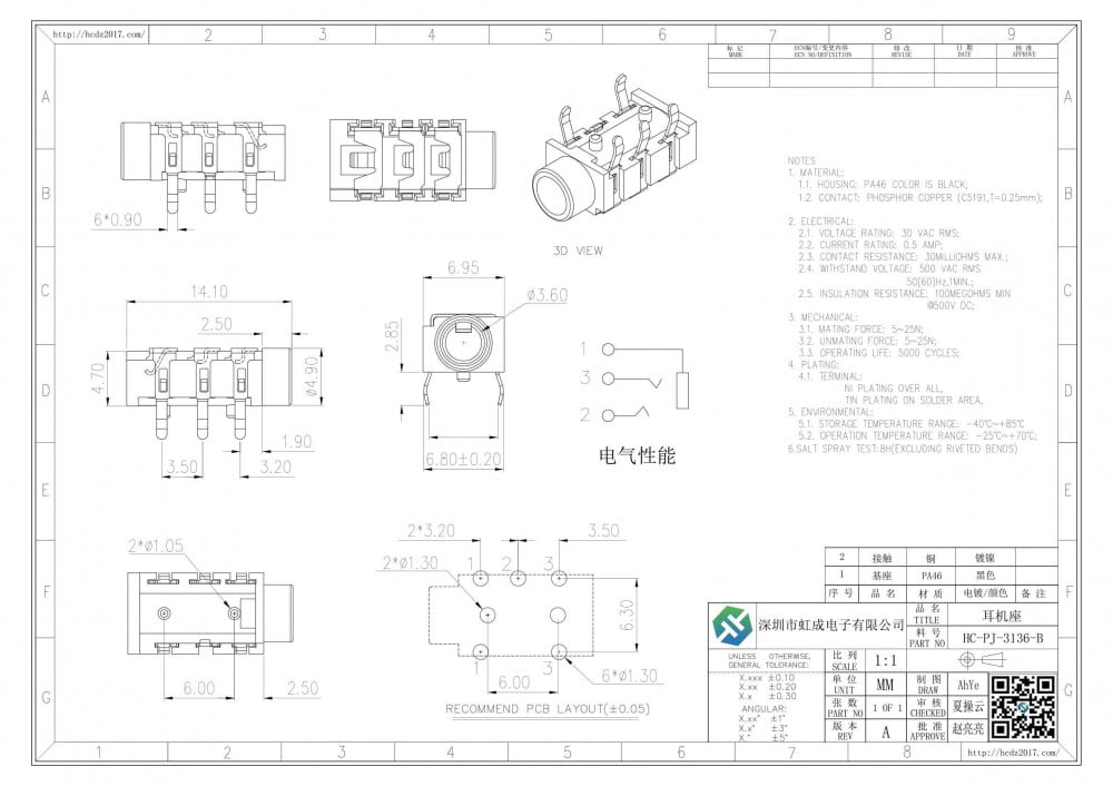 HC-PJ-3136-B technical document page