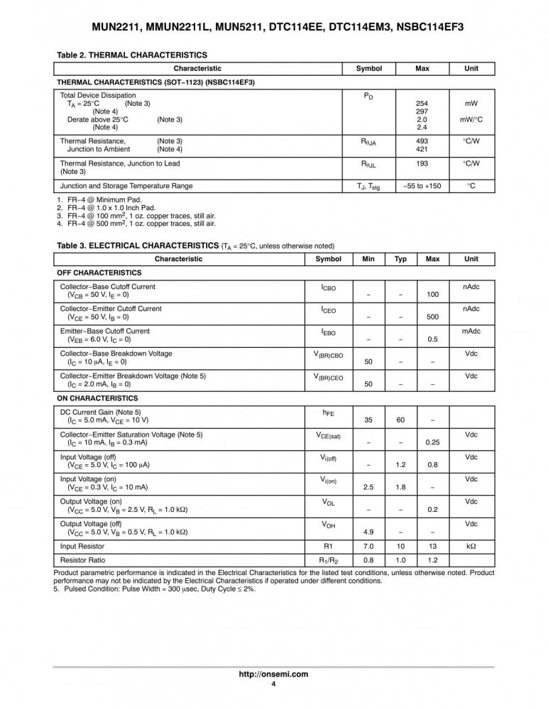 MMUN2211LT1G datasheet page 4