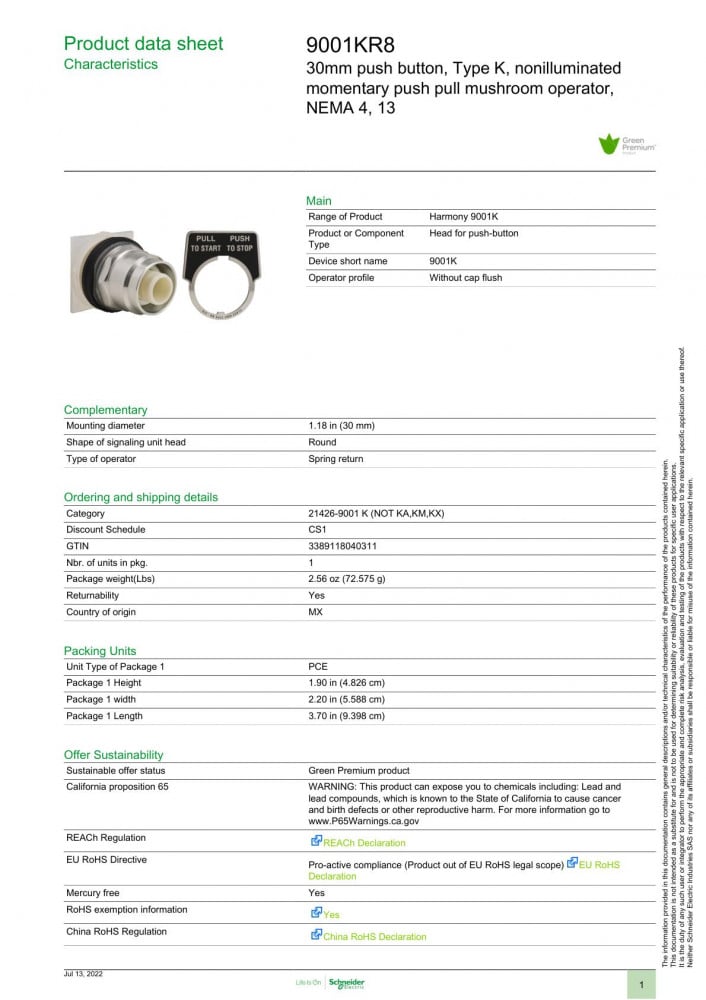 9001KR8 technical document page 1