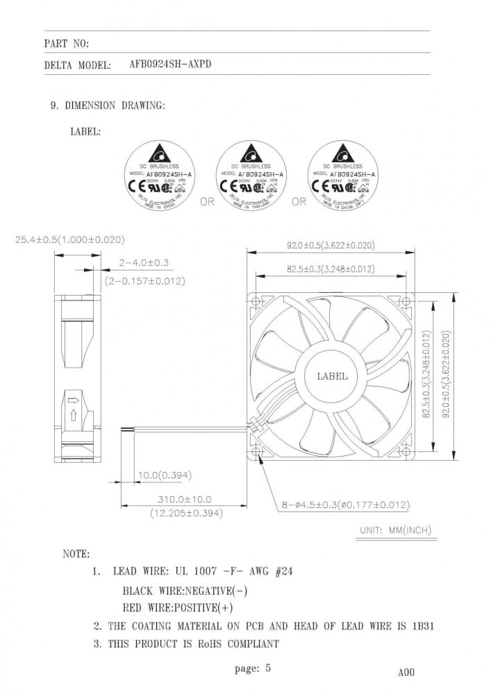 DELTA AFB0924SH-A specification page 7