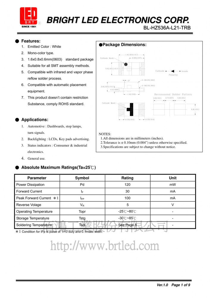BL-HZ536A-L21-TRB datasheet page 1