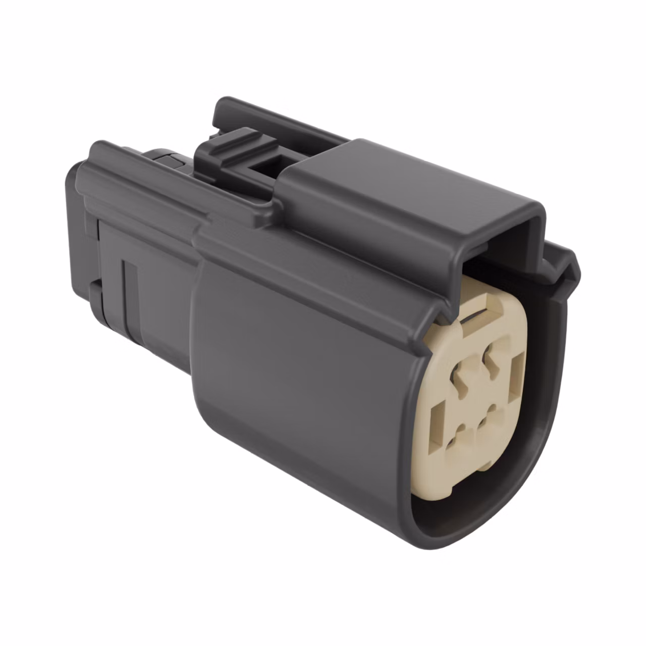 MX150 Mat-Sealed Female Connector Assembly, Dual Row, 4 Circuits, Keying Option C, without Connector Position Assurance, with Open Lengthened Grommet Cap, Dark Gray for sale