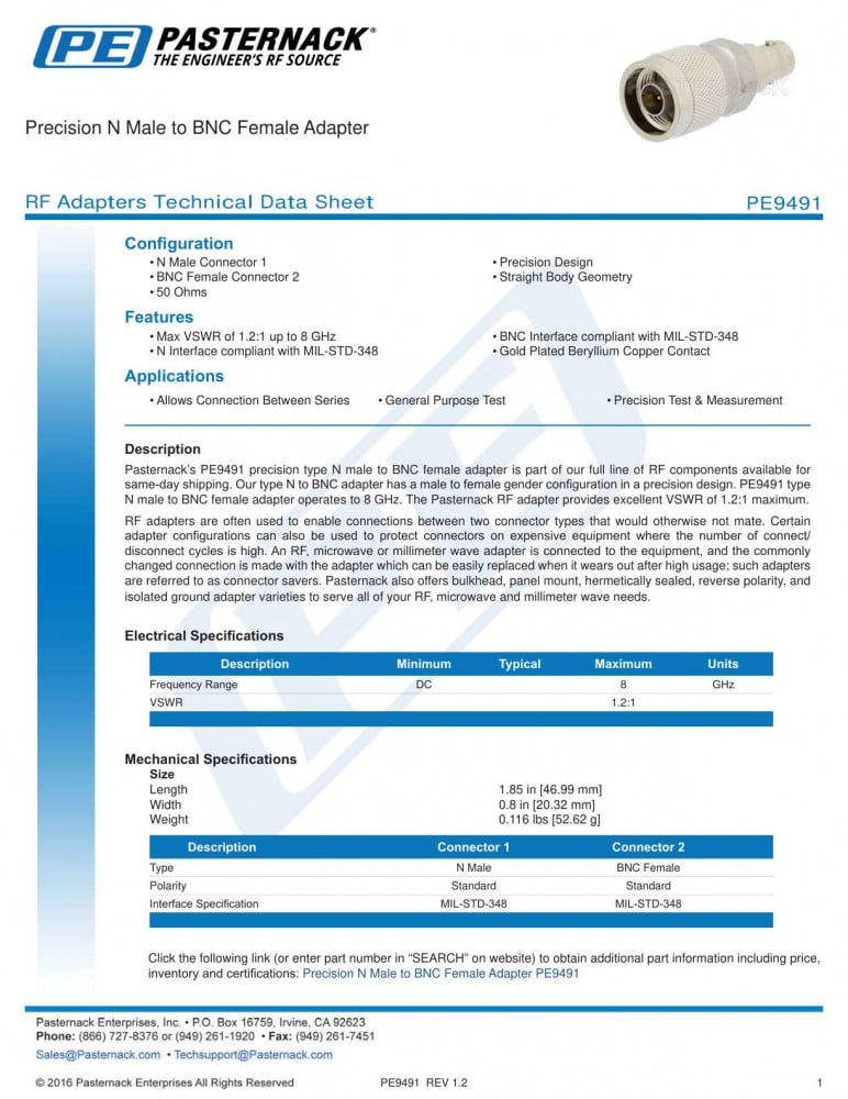 PE9491 technical document page 1