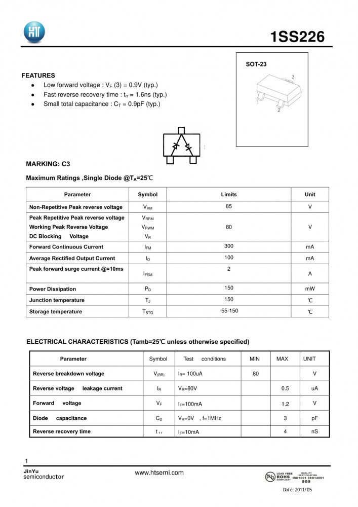 1SS226 datasheet page 1