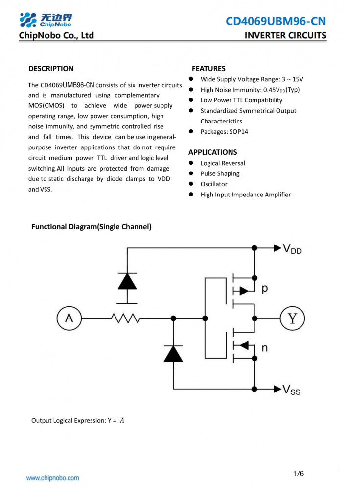 CD4069UBM96-CN datasheet page 1
