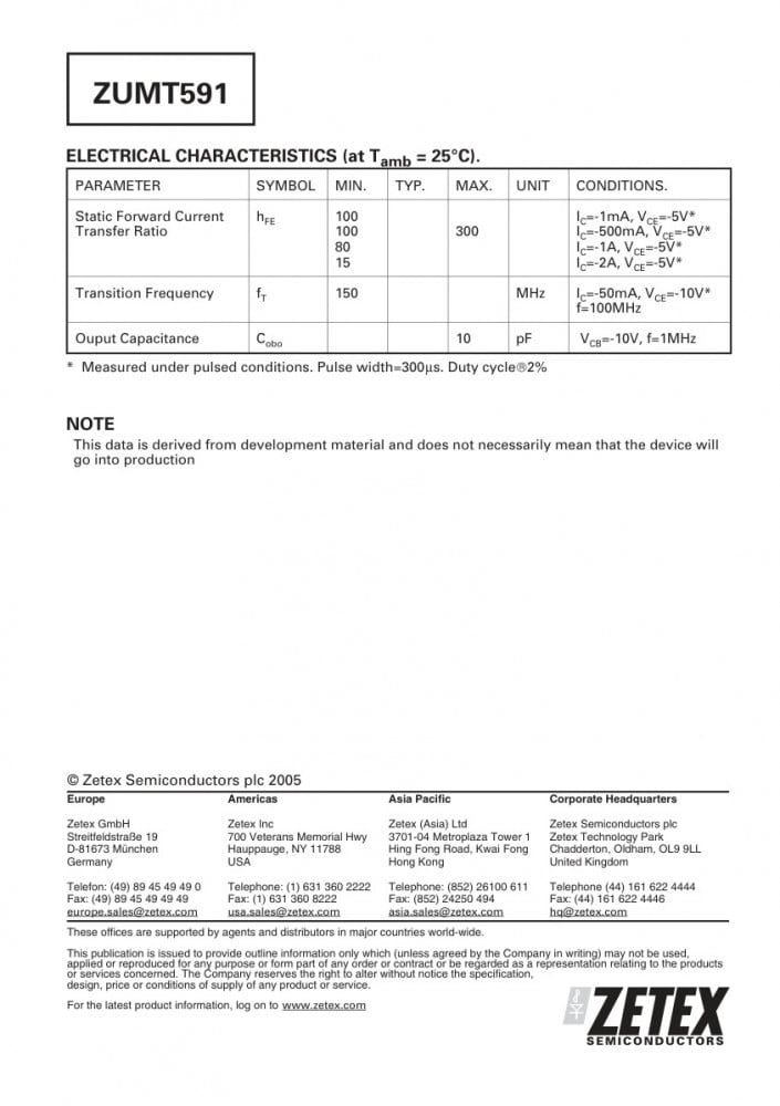 ZUMT591TA datasheet page 2