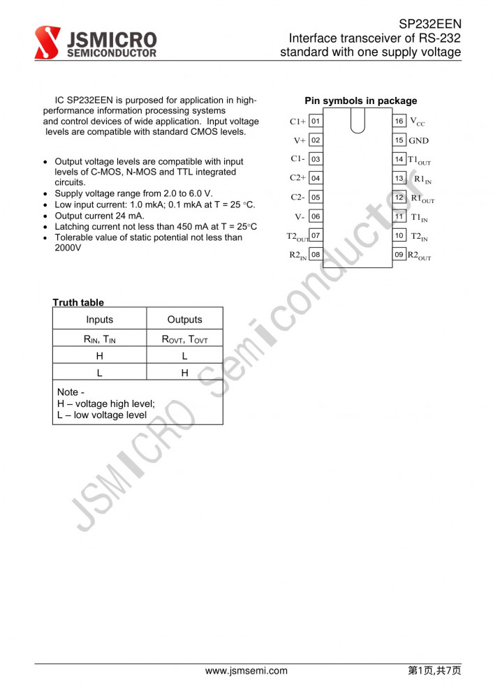 SP232EEN-JSM datasheet page 1