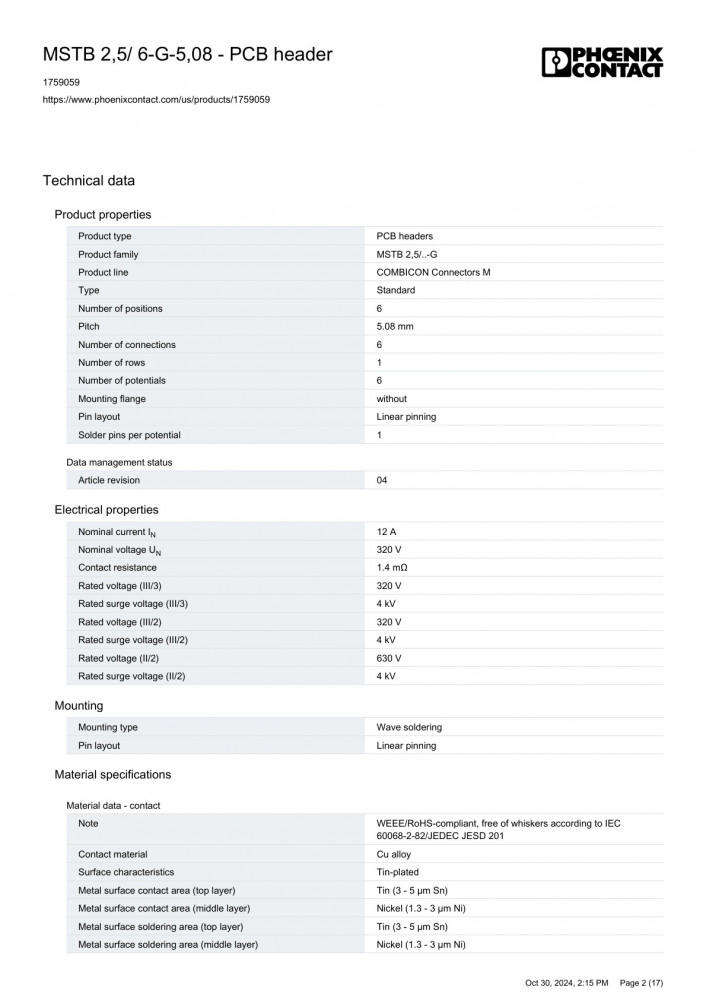 Phoenix Contact 1759059 technical document page 2