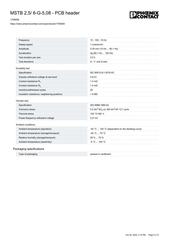 Phoenix Contact 1759059 technical document page 5