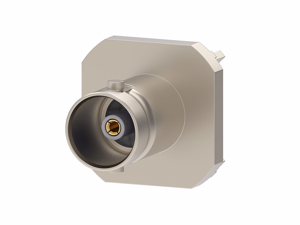 TNC Jack, Straight, PCB Receptacle, Through Hole, Brass Body, Nickel (Ni) Plated, IP68, 50 Ohms