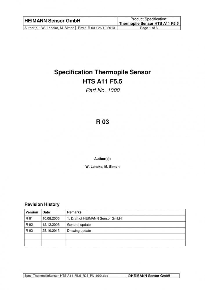 HTS A11 F5.5 datasheet page 1