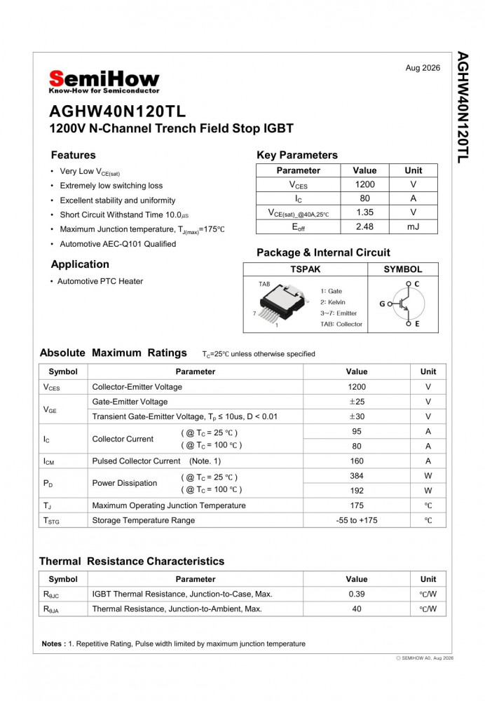 AGHW40N120TL datasheet page 1