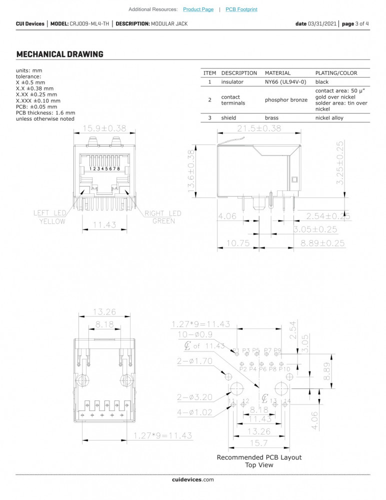 CRJ009-ML4-TH datasheet page 3