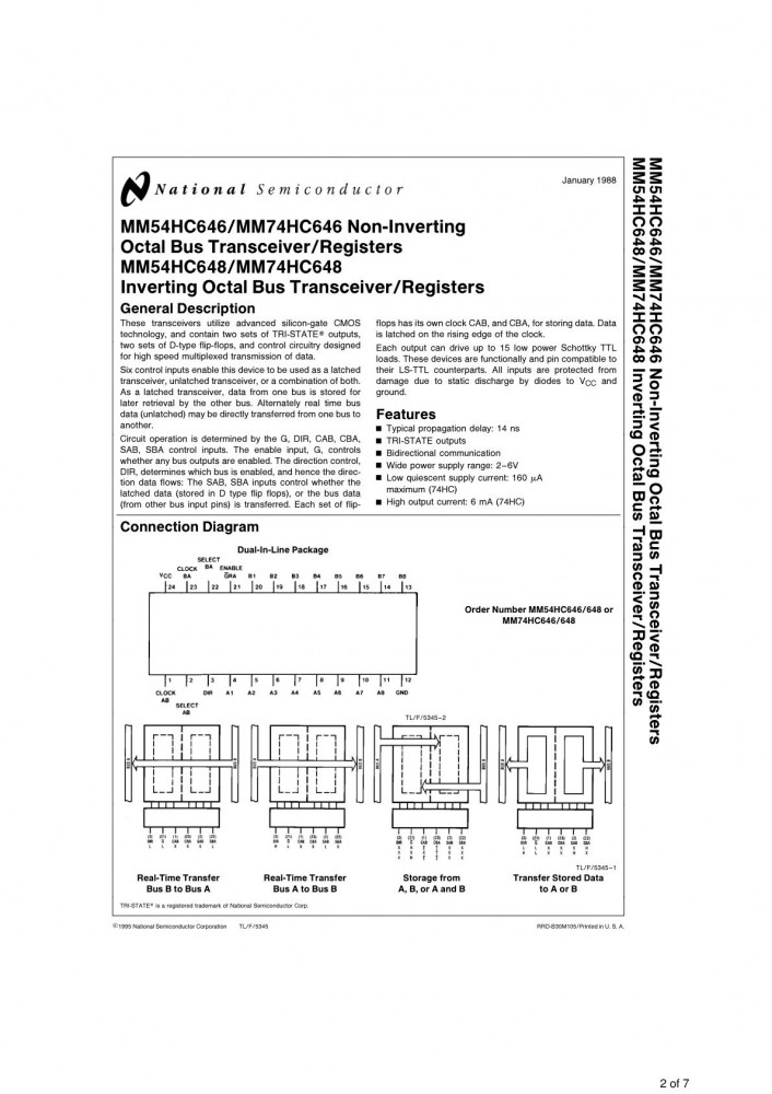 MM54HC646J/883 datasheet page 3