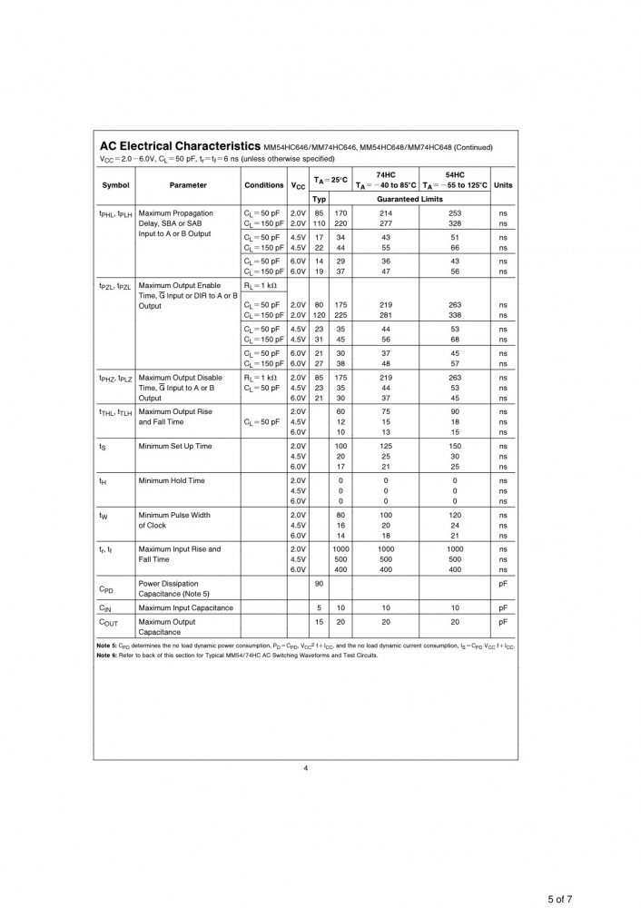 MM54HC646J/883 datasheet page 6