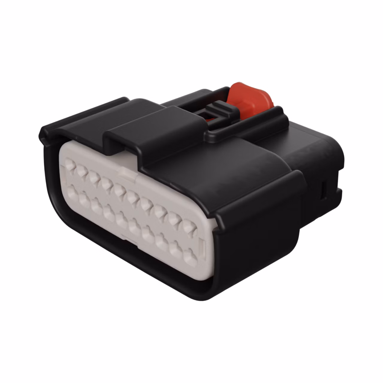 MX150 Mat-Sealed Female Connector Assembly, Dual Row, 20 Circuits, Keying Option A, with Clipslot, with Connector Position Assurance, Black for sale