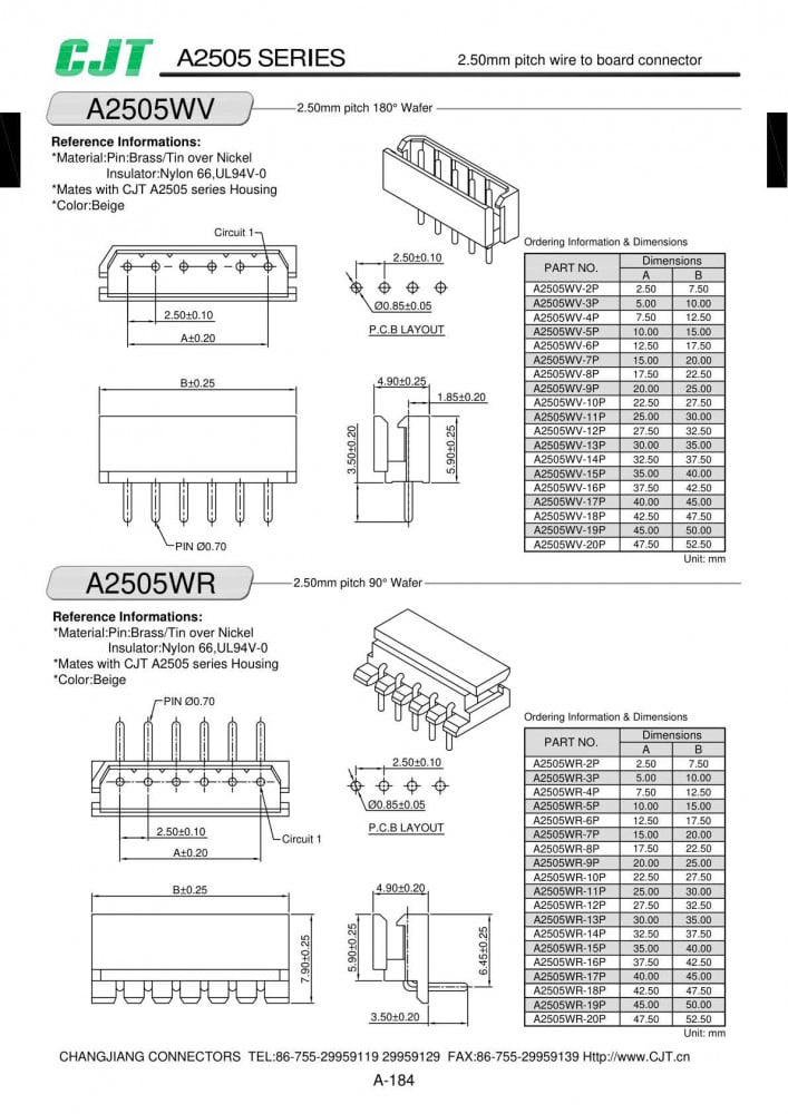 CJT A2505WR-3P technical document page 3