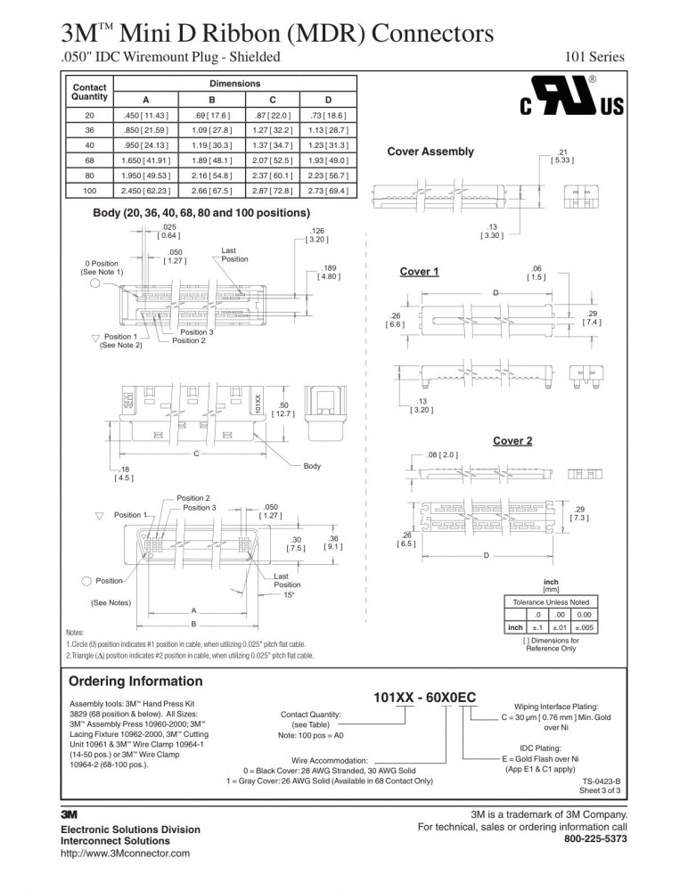 3M 101 Series MDR connector datasheet page 3