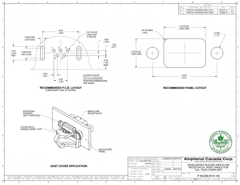 Amphenol MUSB-B151 product drawing page 2