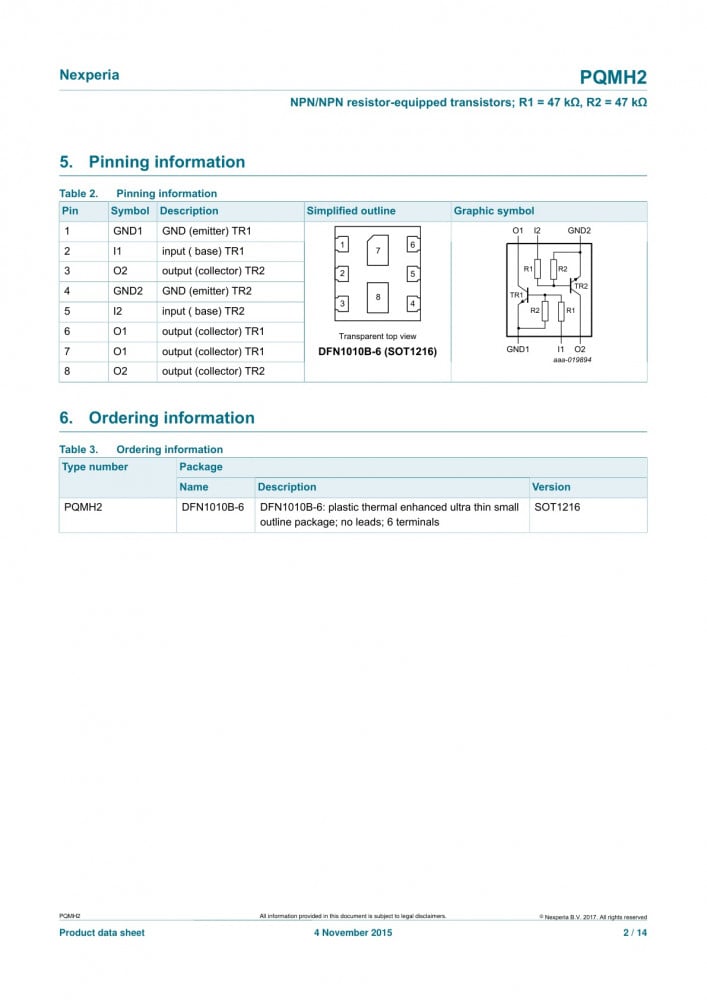 PQMH2Z datasheet page 2