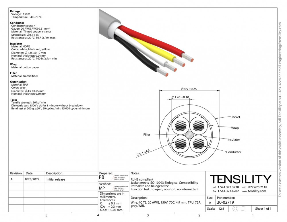 Tensility International 30-02719 cable drawing