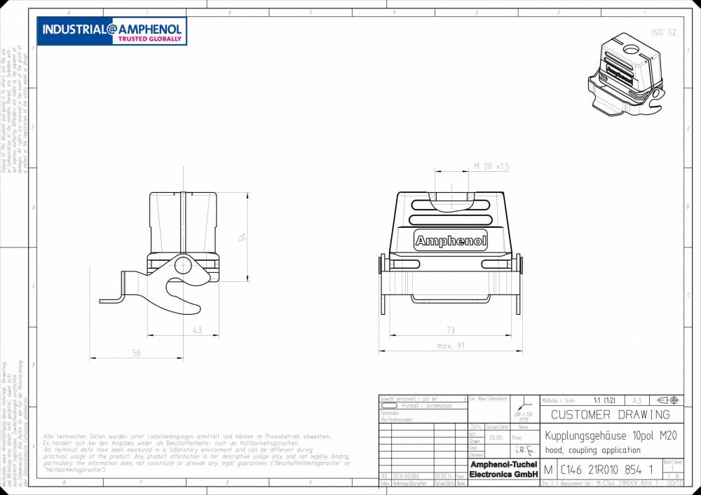 Amphenol C146 21R010 854 1 customer drawing