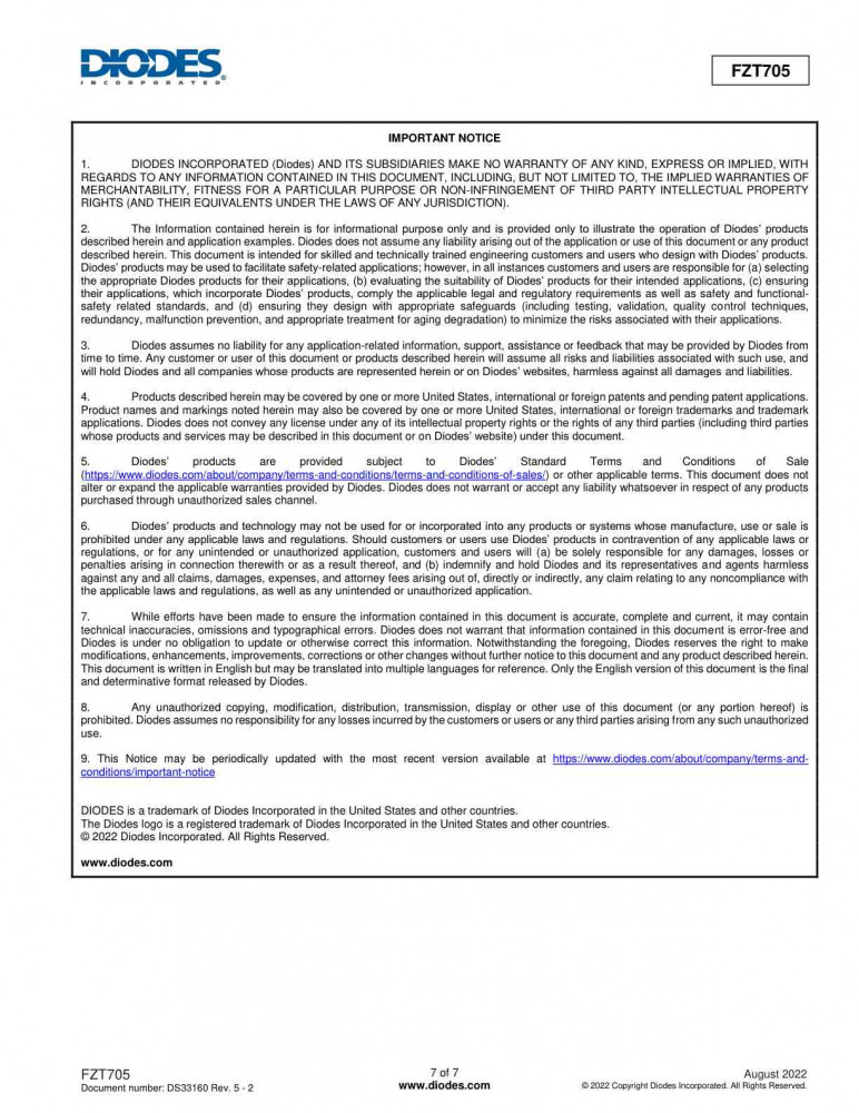 FZT705TA datasheet page 7