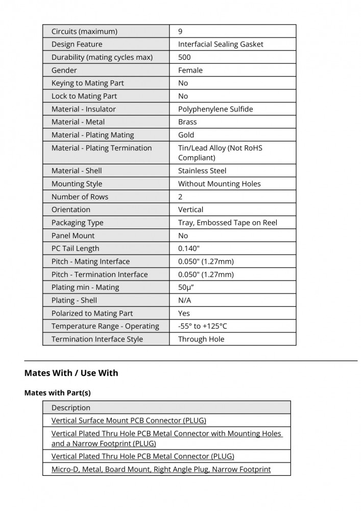 Technical document page 2 for MK-245-009-235-0000-900