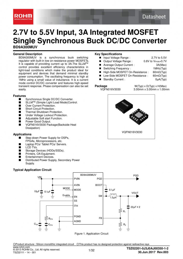 BD9A300MUV-E2 datasheet page 1