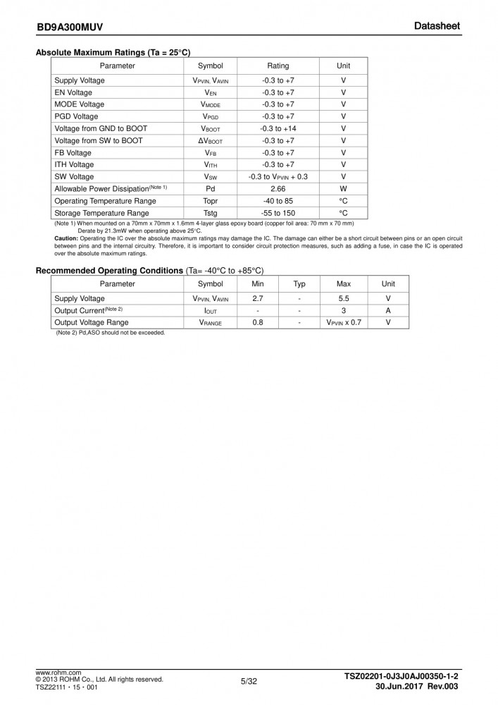 BD9A300MUV-E2 datasheet page 5
