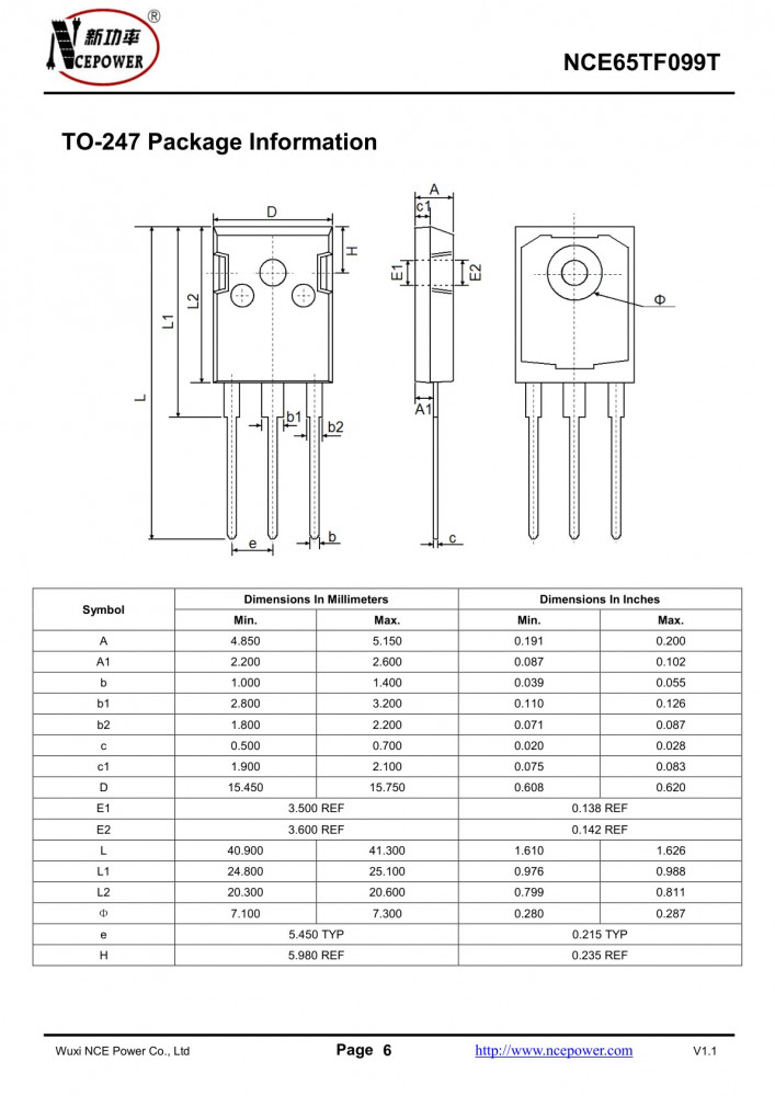 NCE65TF099T datasheet page 6