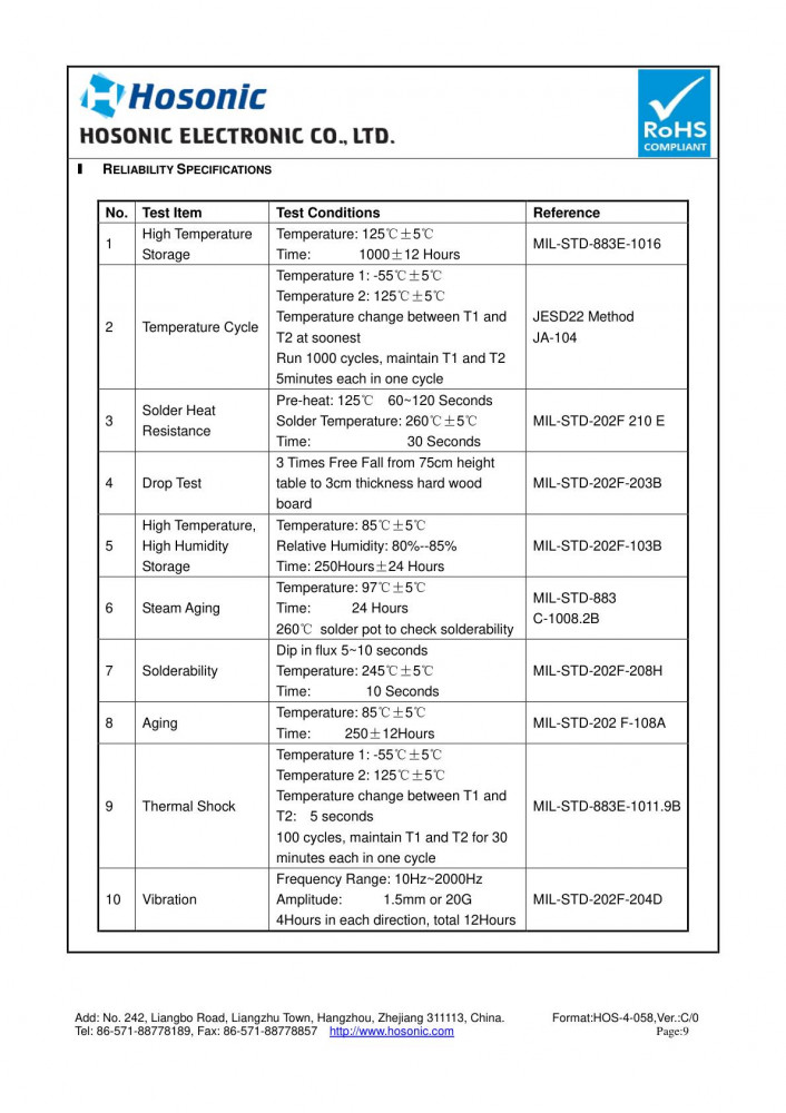 HOSONIC E3SB24E000022E specification page 9