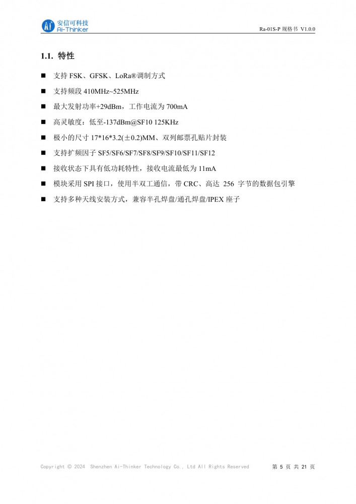 Ra-01S-P datasheet page 5