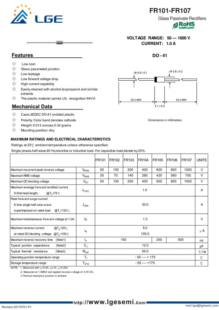 LGE FR104 datasheet page 1