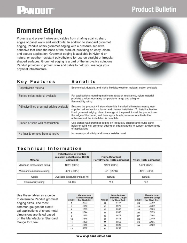 Grommet edging technical document page 1