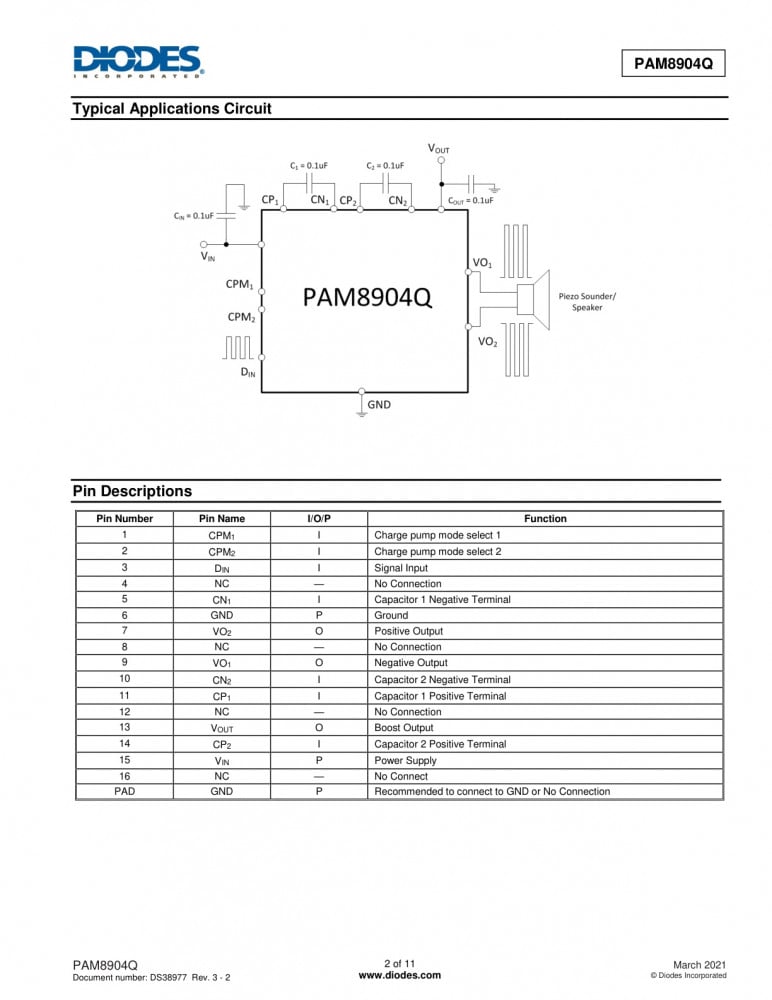PAM8904QJER datasheet page 2