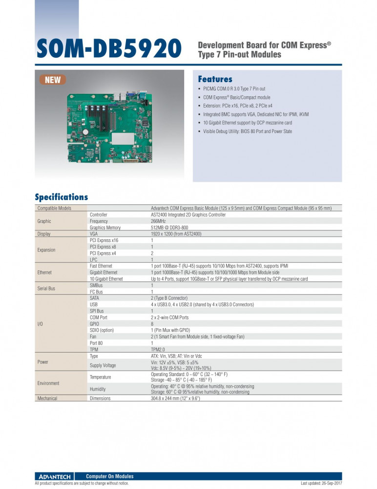 ADVANTECH SOM-DB5920-00A1 technical document page 1